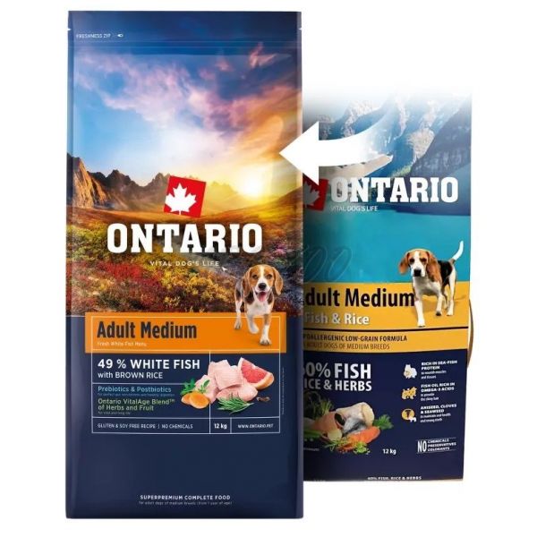 Ontario Adult Medium Fish & Brown Rice 2,25 kg | ABC-ZOO