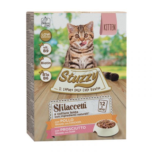 Stuzzy Cat Shreds MULTIPACK Kitten shredded chicken and pork 3 x (12 x 85 g) | ABC-ZOO