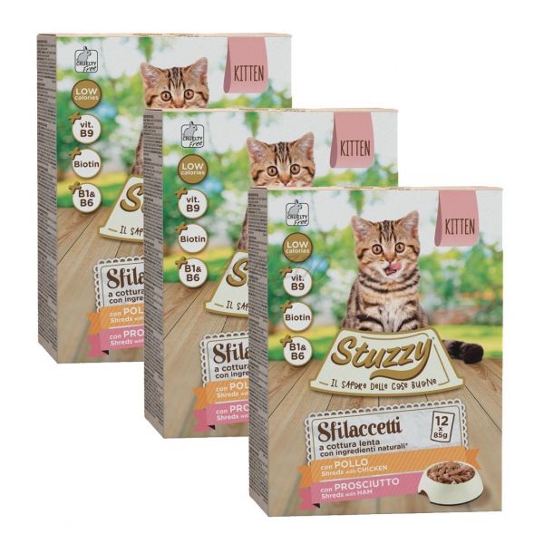 Stuzzy Cat Shreds MULTIPACK Kitten shredded chicken and pork 3 x (12 x 85 g) | ABC-ZOO